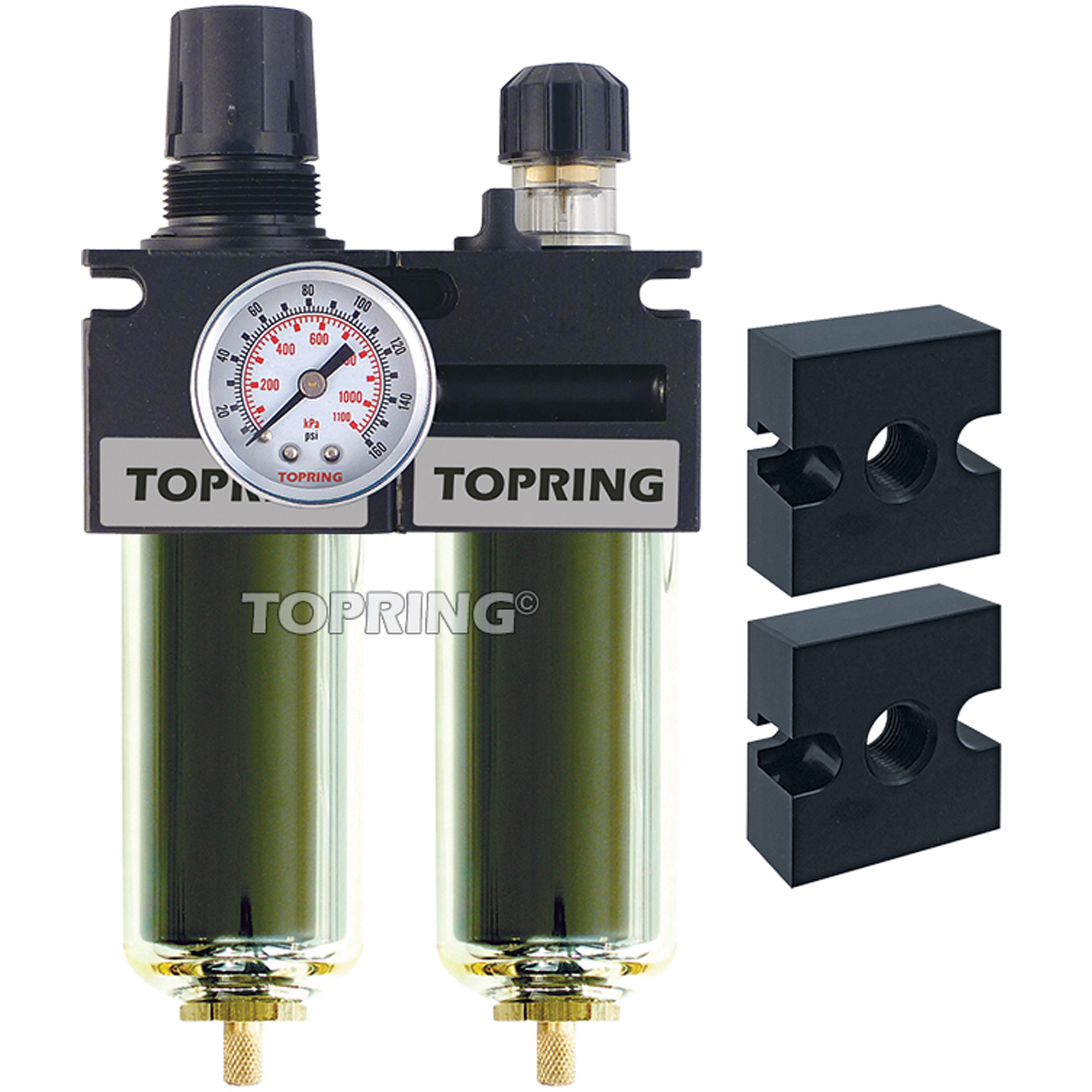 Topring Filter/Regulator & Lubricator (Gauge Included), 1/2" NPT ...