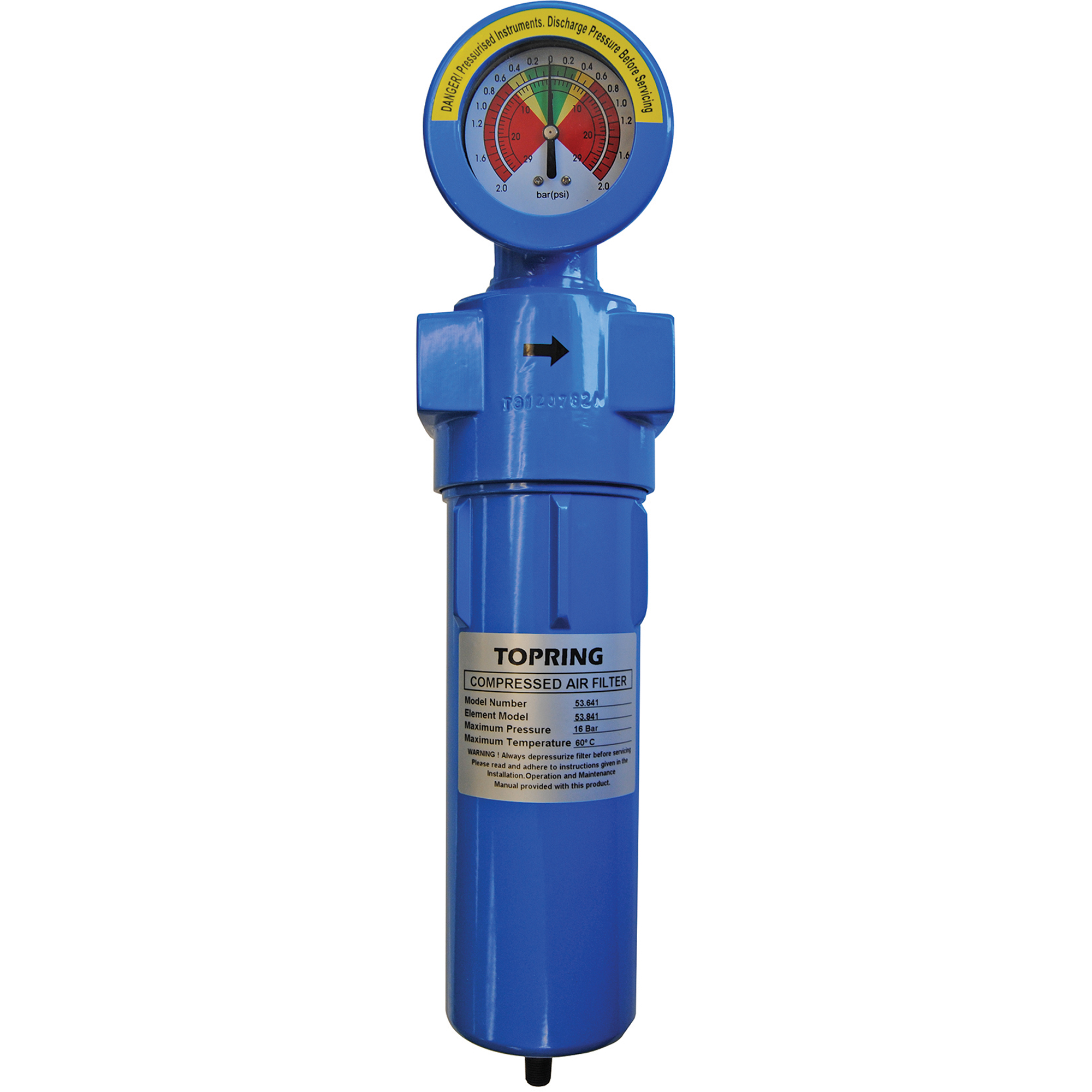 Topring Compressed Air Filters, Modular, 1" NPT, Automatic Drain TLV320 ...